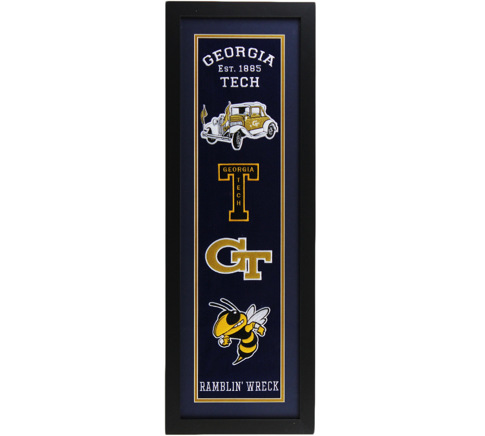 Georgia Tech Yellow Jackets 36″x12″ Framed Heritage Banner with Team ...