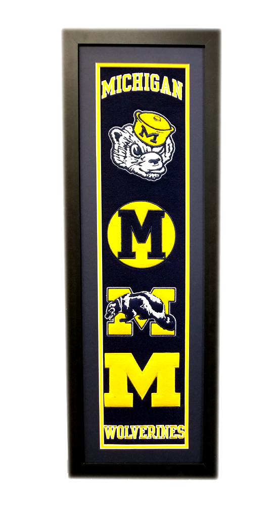 Michigan Wolverines 36×12 Heritage Banner Frame with Team Logos ...