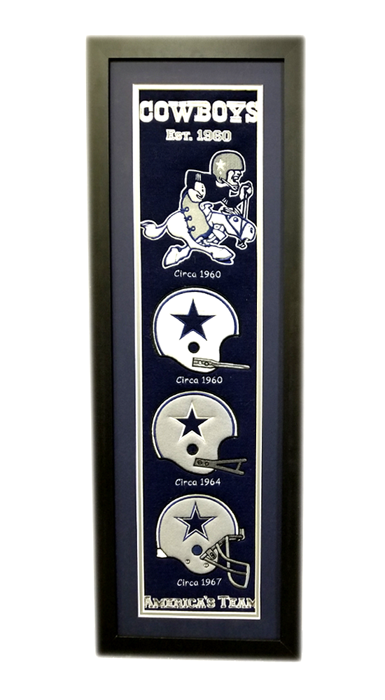 Dallas Cowboys 36×12 Heritage Banner Frame with Team Logos – Radtke Sports