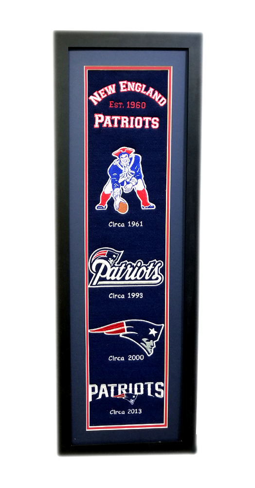 New England Patriots 36″x12″ Framed Heritage Banner with Team Logos ...