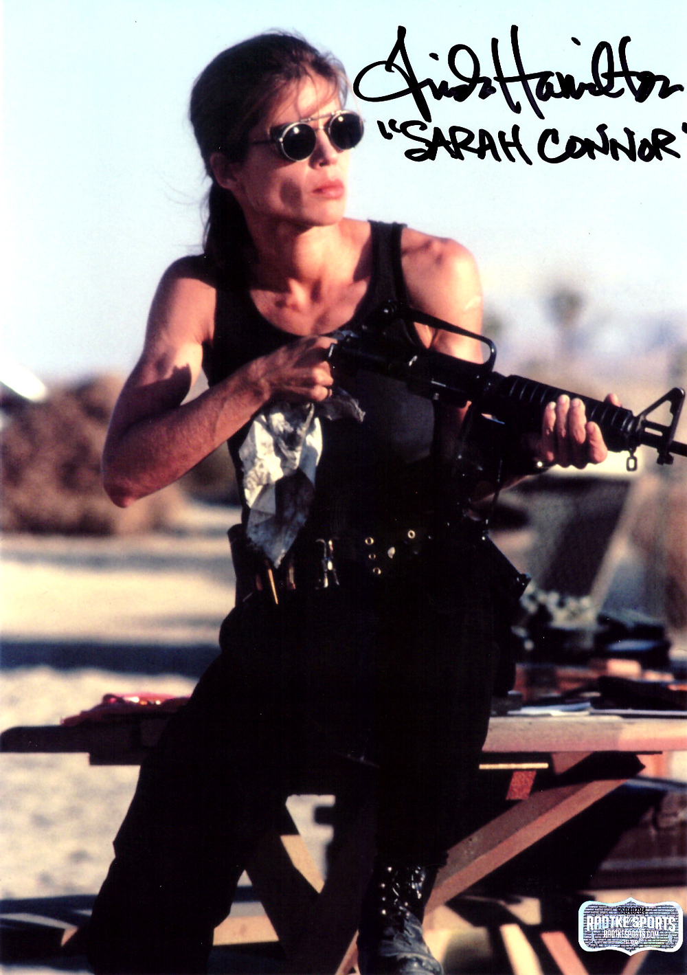 Linda Hamilton Signed Terminator 2 8×10 Photo – Blue Vertical With ...