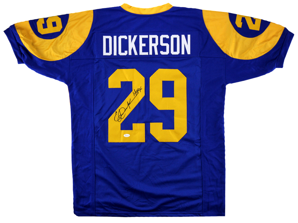 Eric Dickerson Signed Los Angeles Throwback Custom Blue Jersey With ...