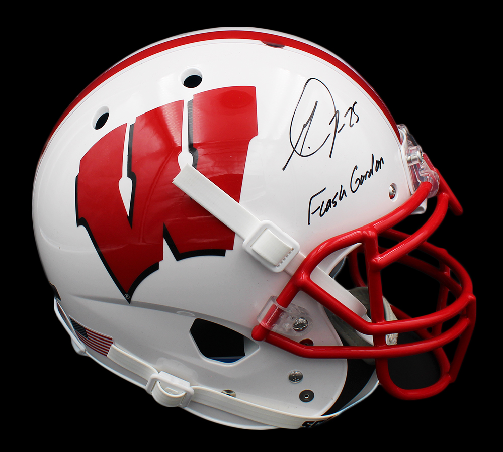 Melvin Gordon Signed Wisconsin Badgers Schutt Authentic White NCAA ...