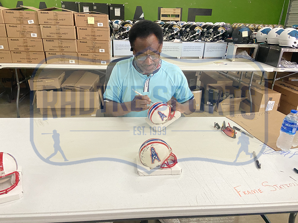 Billy Johnson Signed Houston Oilers Throw Back NFL Mini Helmet With ...