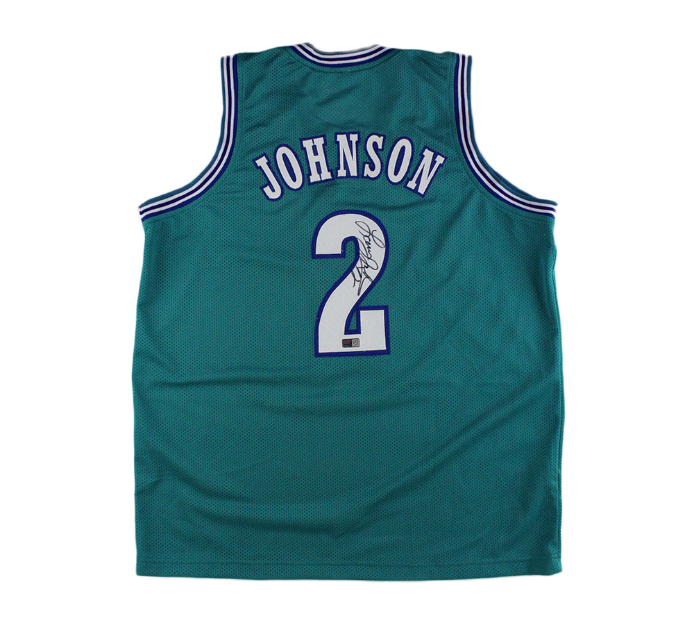 Larry Johnson Signed Charlotte Custom Teal Jersey – Radtke Sports