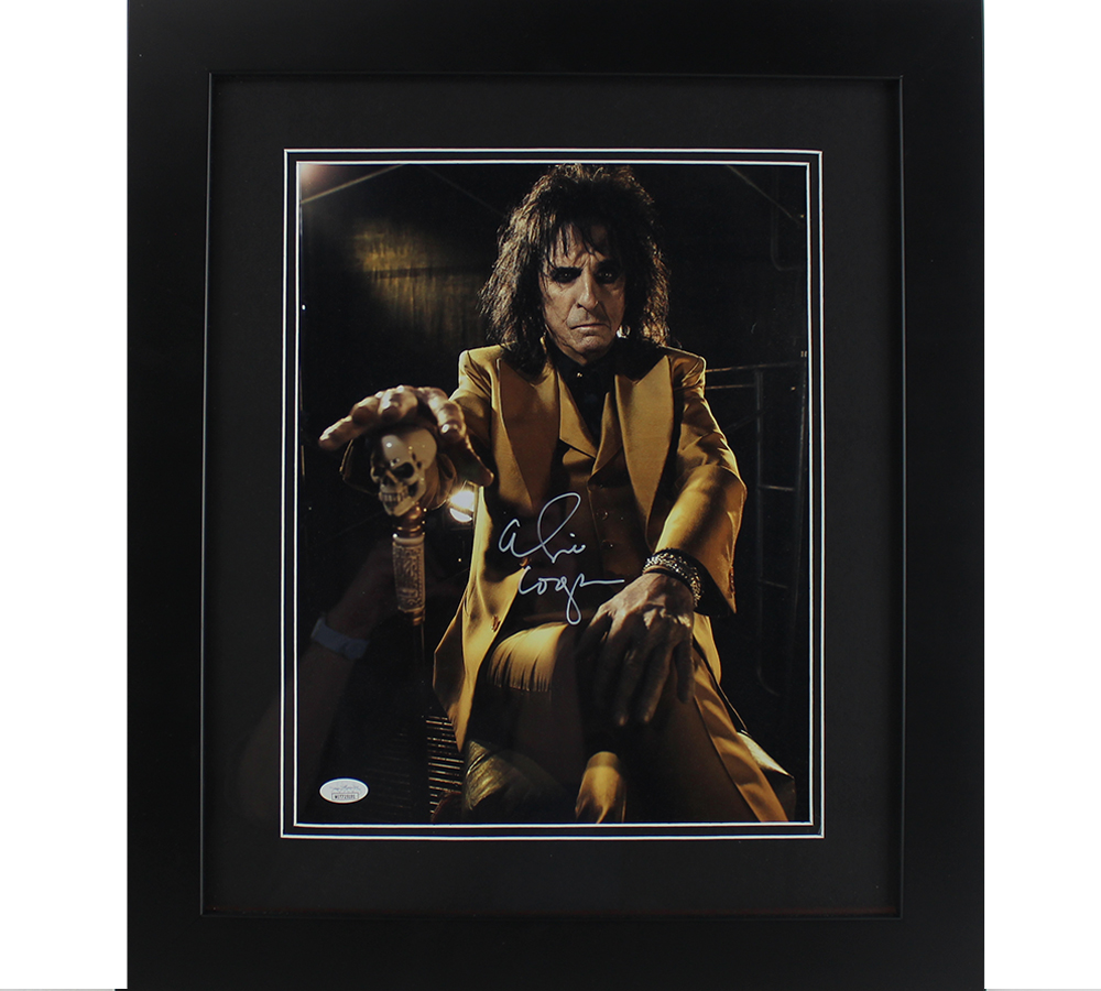 Alice Cooper Signed Framed 11×14 Photo – Sitting Legs Crossed with Cane ...