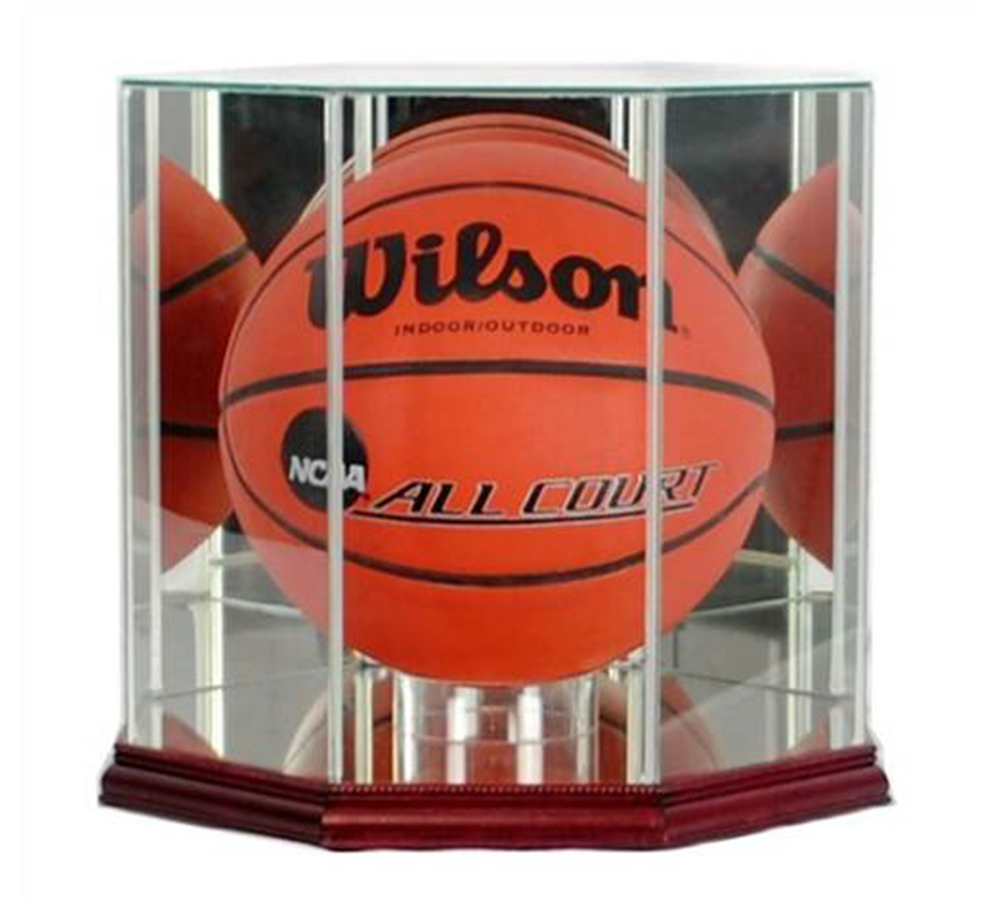 Full Size Octagon Glass and Cherry Wood Basketball Display Case ...
