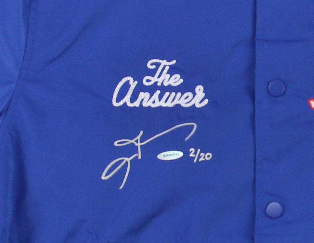 Allen Iverson Signed NBA Blue Jacket with “The Answer” – Upper Deck ...