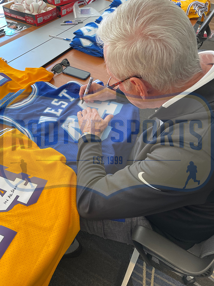 Jerry West Signed West Virginia Navy Blue Custom Jersey – Radtke Sports