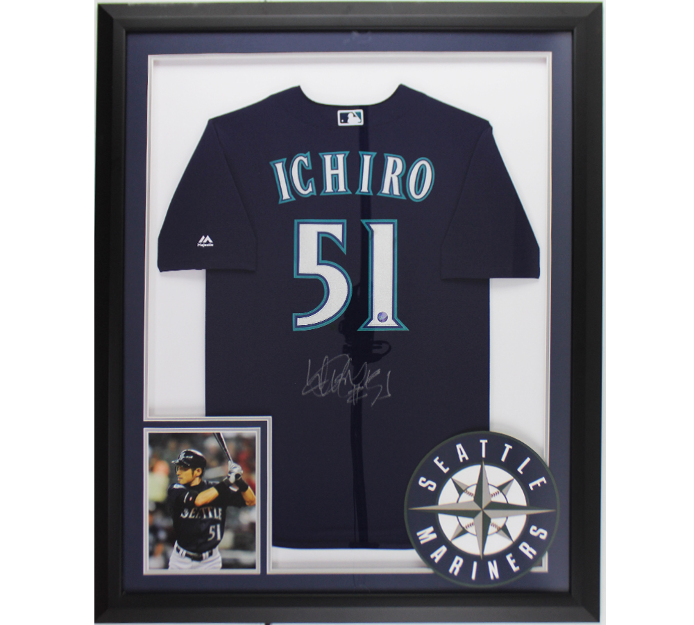 Ichiro Suzuki Signed Seattle Mariners Majestic LED Framed Blue MLB ...