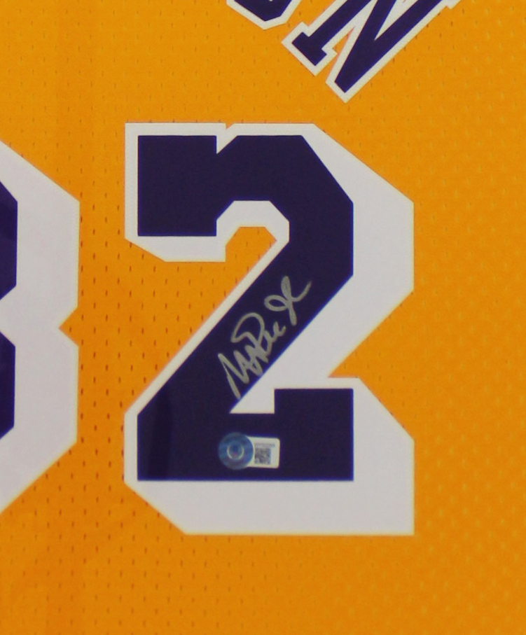 Magic Johnson Signed Los Angeles Lakers LED Framed Mitchell and Ness ...