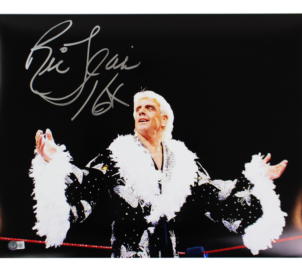Ric Flair Signed Unframed 16×20 Photo – Black Robe – Radtke Sports
