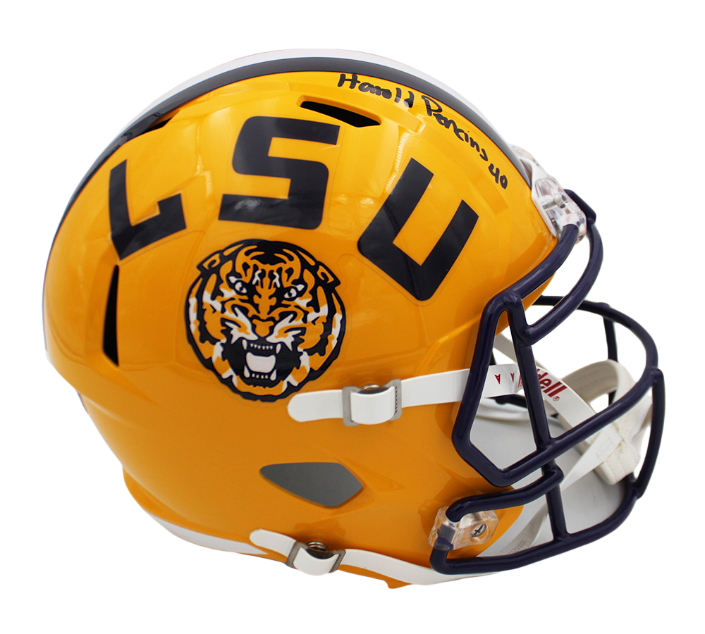 Harold Perkins Signed LSU Tigers Speed Yellow Full Size NCAA Helmet ...