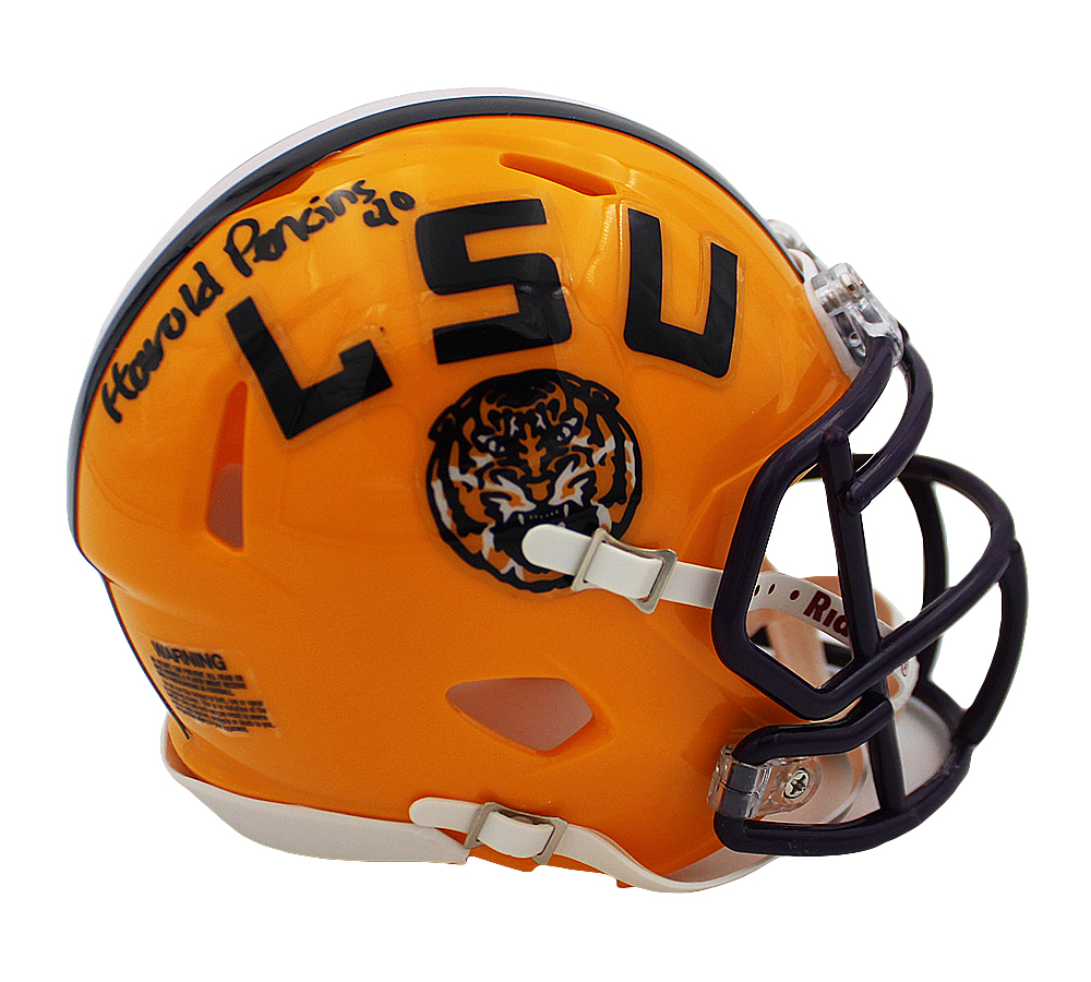 Harold Perkins Signed LSU Tigers Speed Yellow NCAA Mini Helmet – Radtke ...