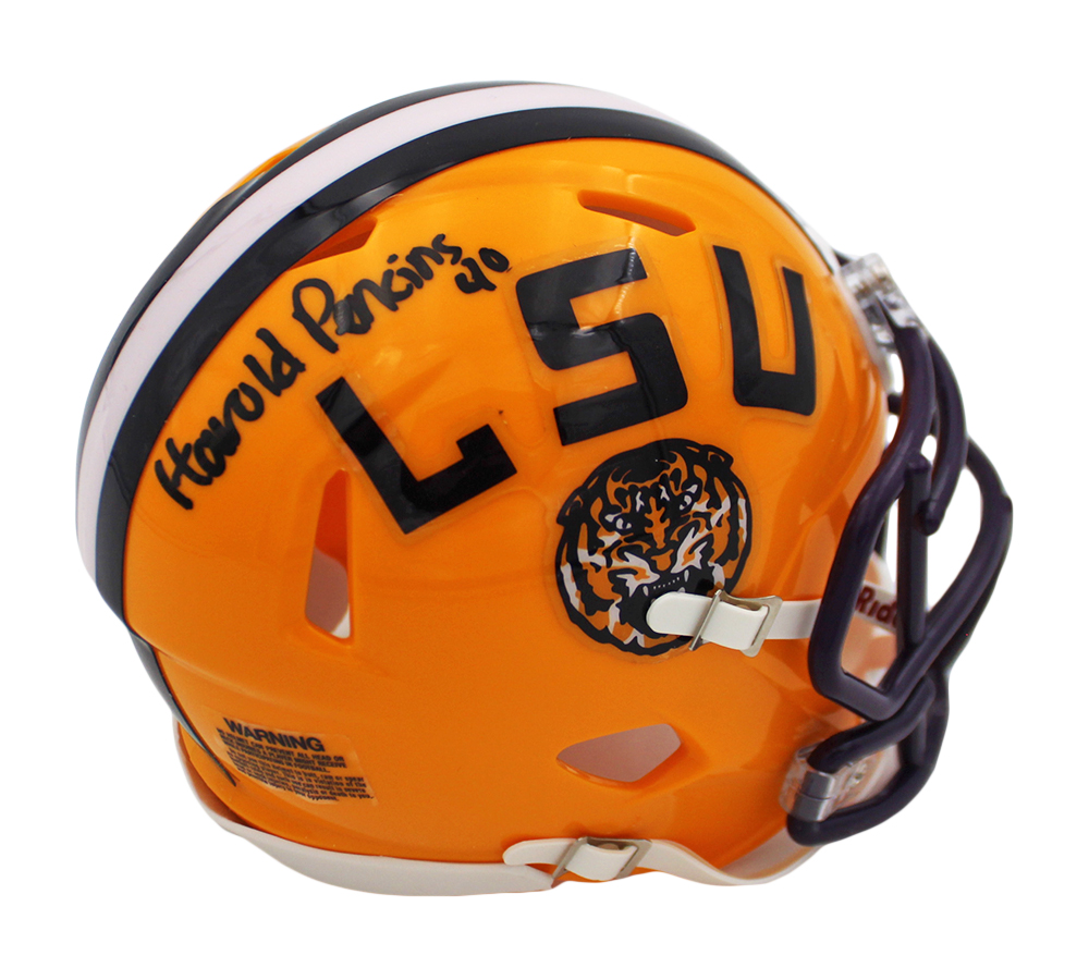Harold Perkins Signed LSU Tigers Speed Yellow NCAA Mini Helmet – Radtke ...