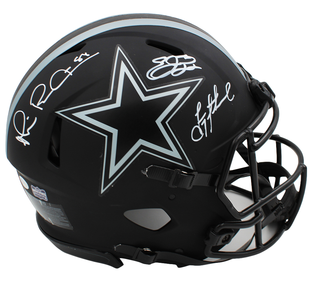 Emmitt Smith, Michael Irvin, and Troy Aikman Signed Dallas Cowboys Speed Authentic NFL Helmet ...