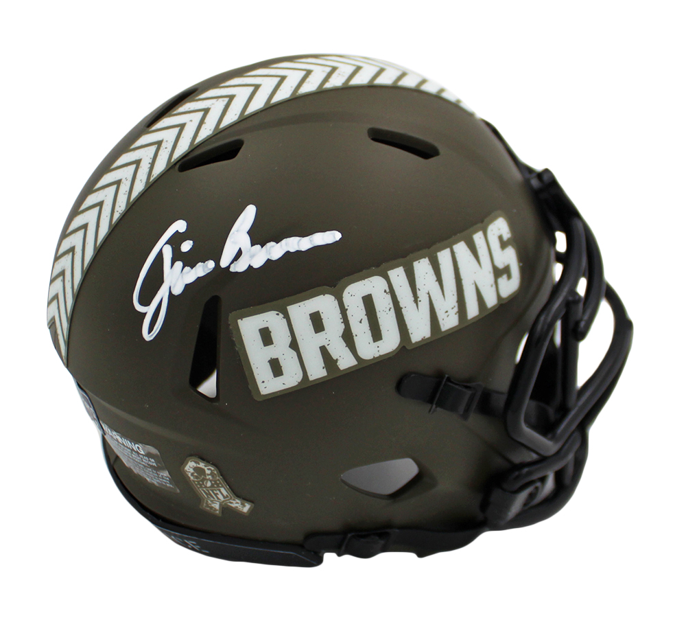 Jim Brown Signed Cleveland Browns Speed Salute to Service NFL Mini ...