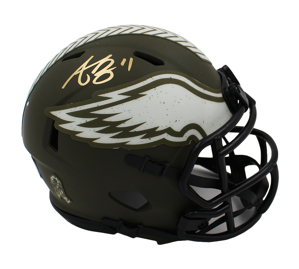 AJ Brown Signed Philadelphia Eagles Speed Salute to Service NFL Mini ...