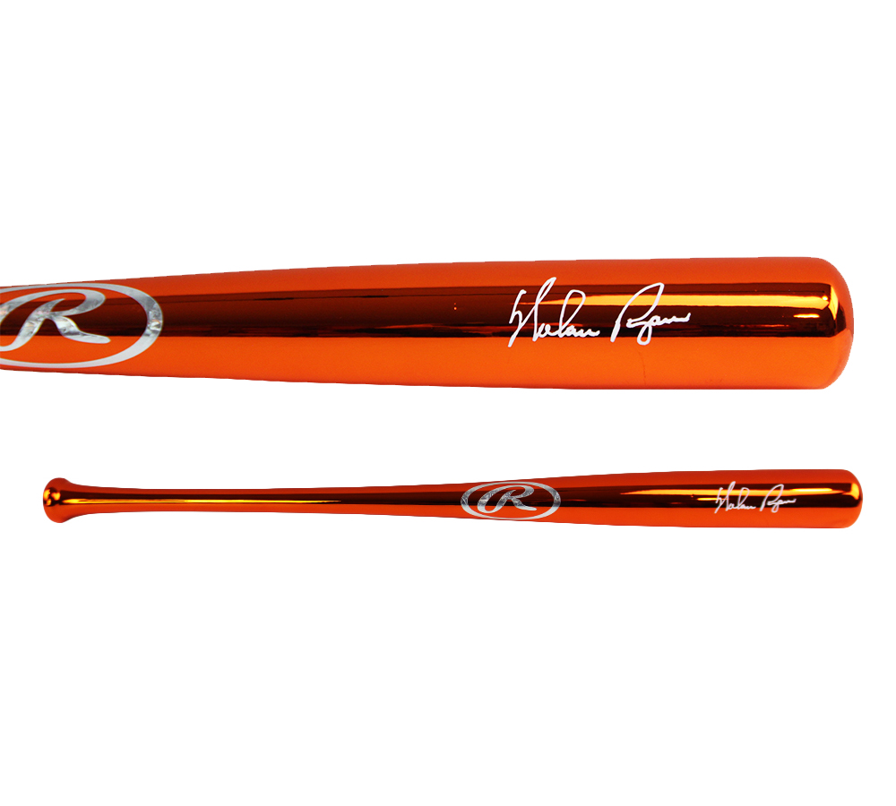 Nolan Ryan Signed Texas Rangers Rawlings Orange Chrome MLB Bat – Radtke ...