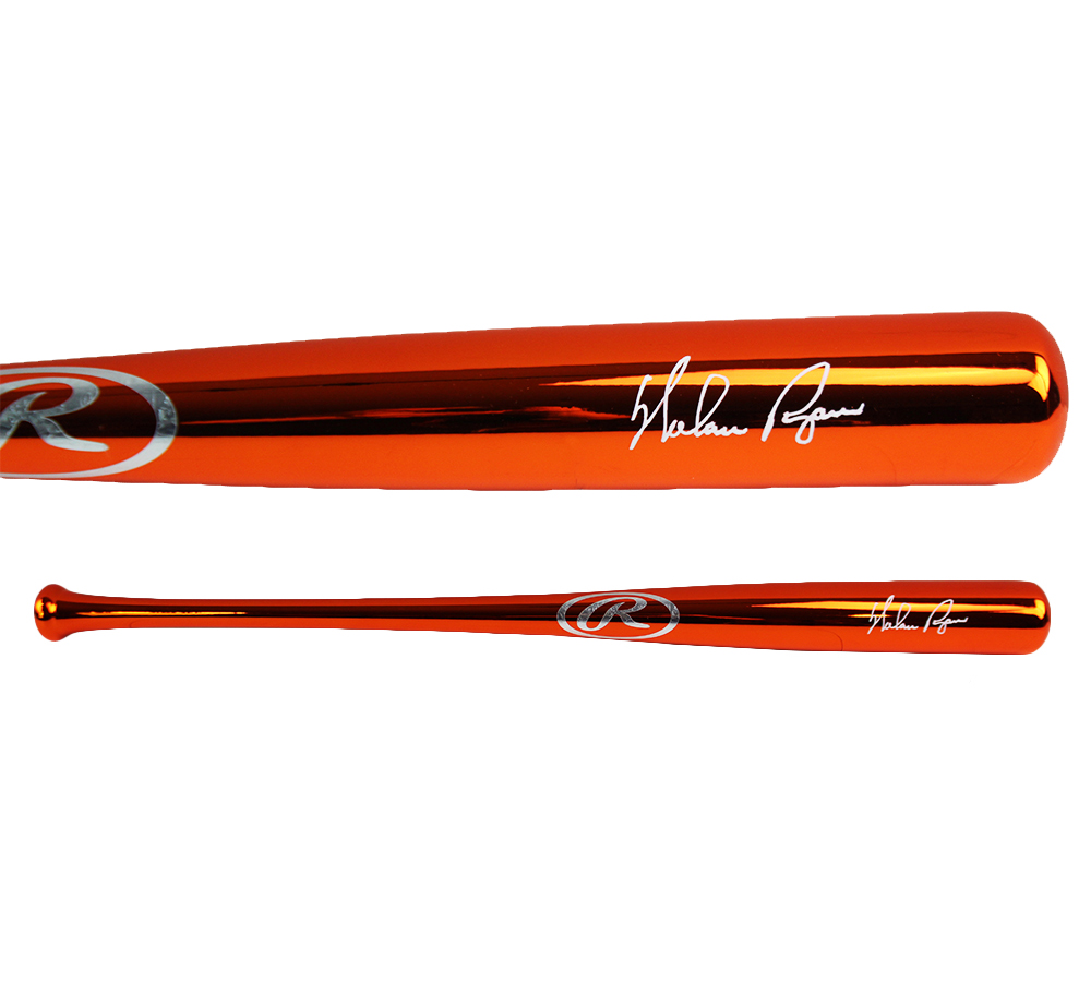 Nolan Ryan Signed Texas Rangers Rawlings Orange Chrome MLB Bat – Radtke ...