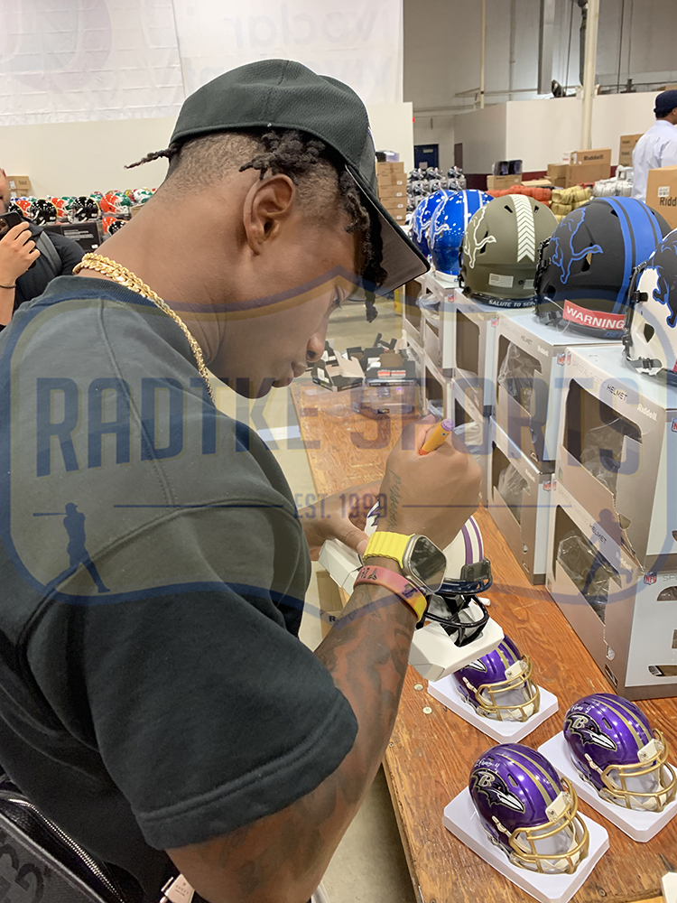 Zay Flowers Signed Baltimore Ravens Speed Lunar NFL Mini Helmet ...