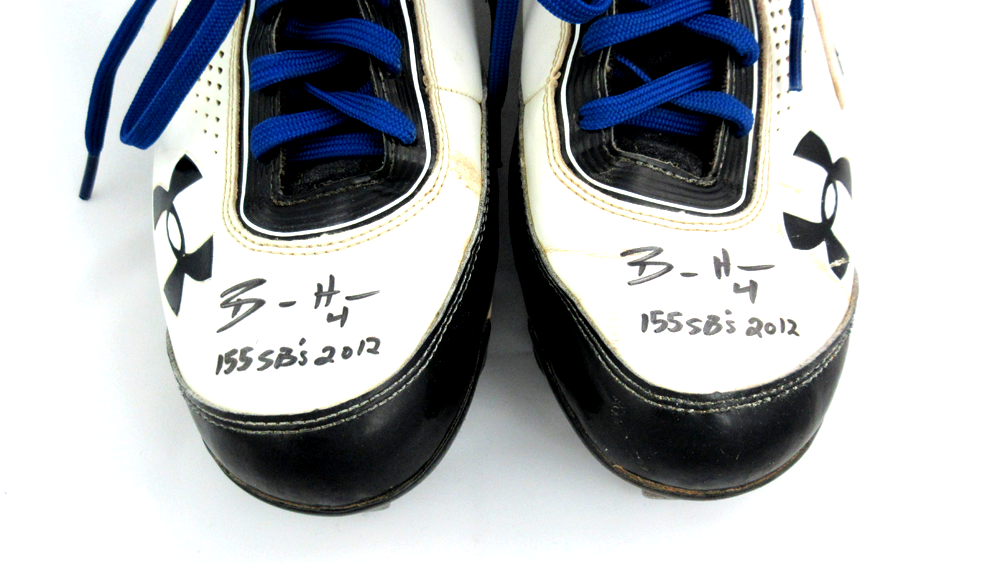 Billy Hamilton Signed Game Used Under Armour Black & White Cleats with ...