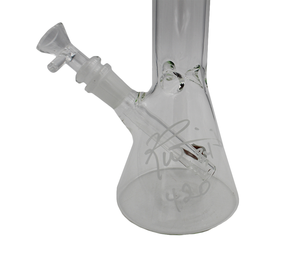Ricky Williams Signed 10 inch Clear Glass Bubbler Pipe with “420 ...