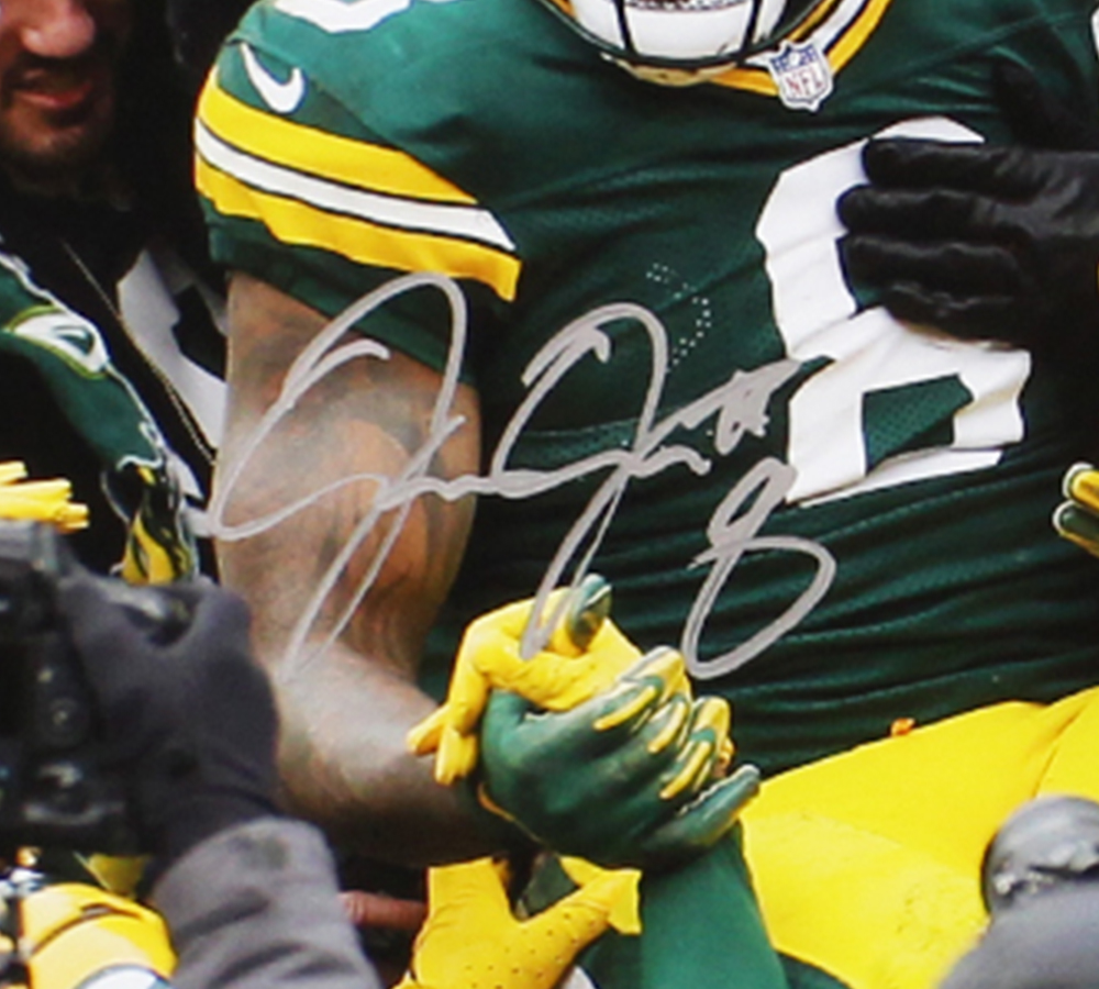 Josh Jacobs Signed Green Bay Packers Unframed 16×20 Lambeau Leap NFL ...