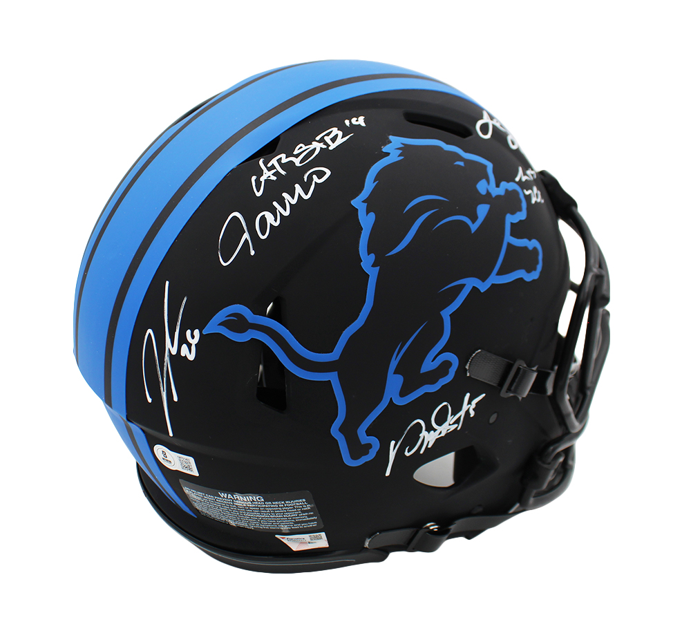 Multi-Signed Detroit Lions Speed Authentic Eclipse NFL Helmet with 6 ...