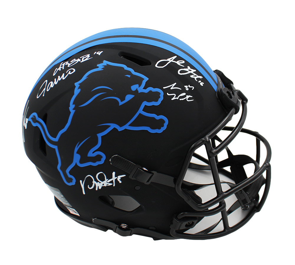 Multi-Signed Detroit Lions Speed Authentic Eclipse NFL Helmet with 6 ...