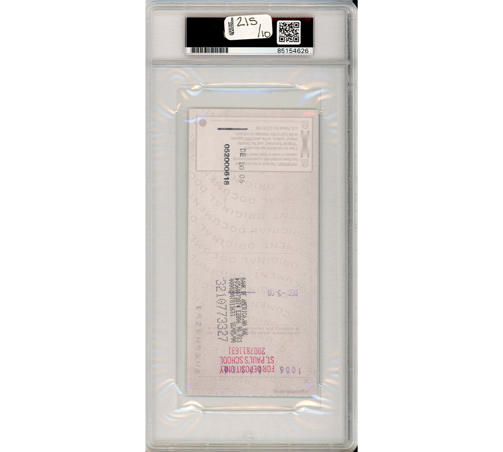 Johnny Unitas Signed Mint 10 Graded Encapsulated Check – #6743 – Radtke Sports