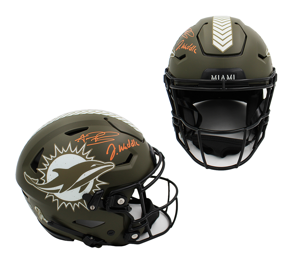 Tua Tagovailoa and Jaylen Waddle Signed Miami Dolphins Speed Flex ...