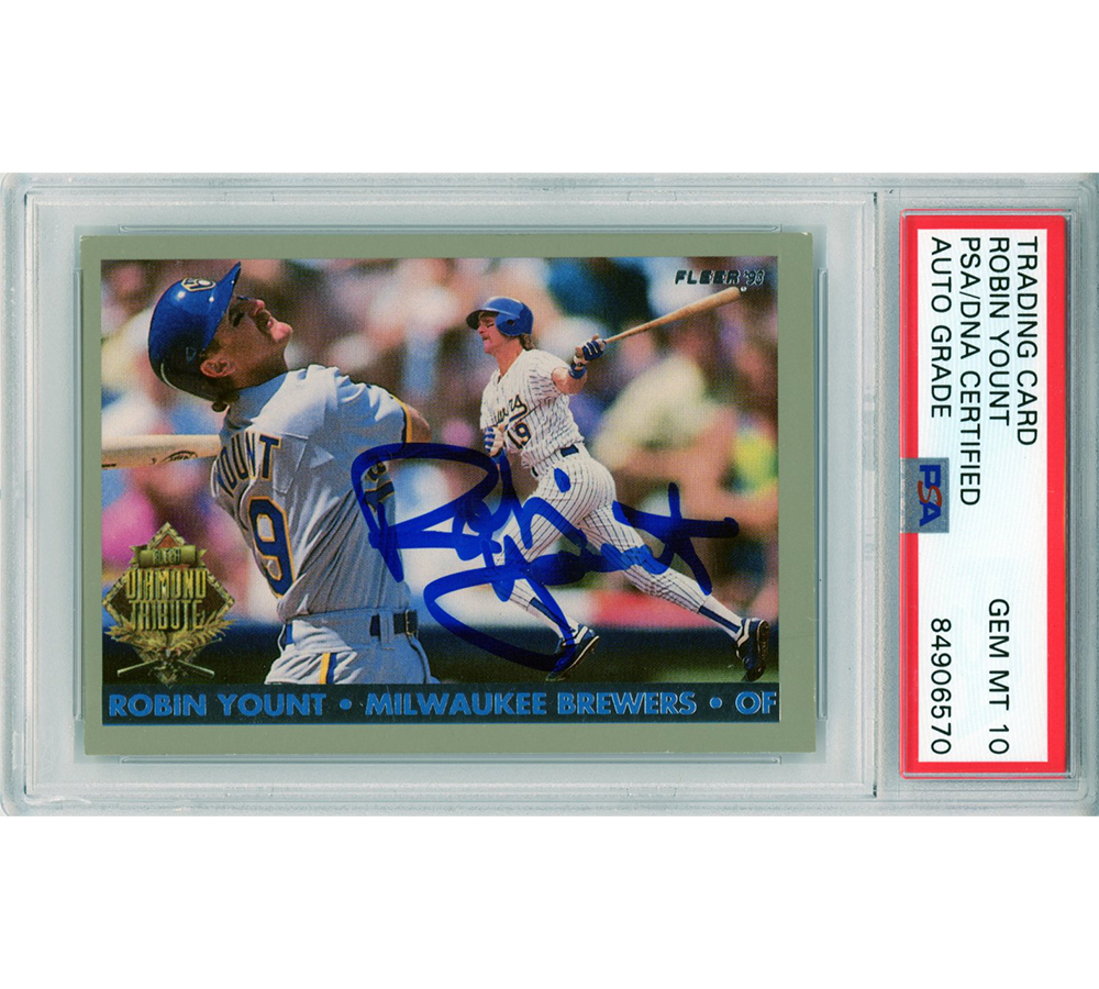 Robin Yount Signed Milwaukee Brewers 1993 Fleer Gem Mint 10 ...