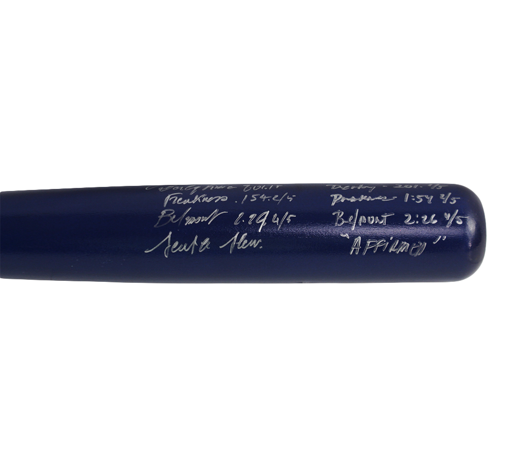 Multi-Signed Horse Racing Custom Cooperstown Triple Crown Blue Bat with ...