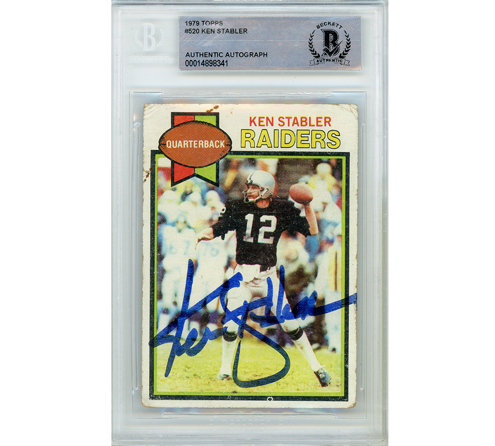 Ken Stabler Signed Oakland Raiders 1979 Topps #520 Encapsulated Card ...