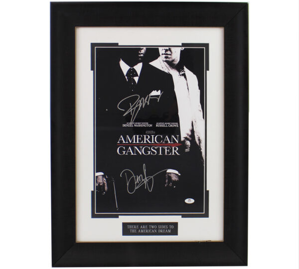 Denzel Washington and Russell Crowe Signed American Gangster Framed 11× ...