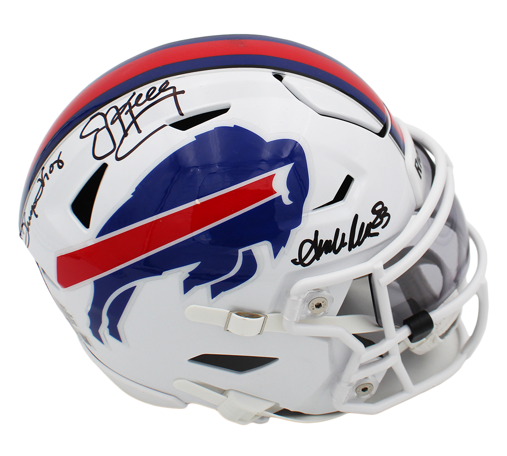 Jim Kelly, Andre Reed, Thurman Thomas Signed Buffalo Bills Speed Flex ...