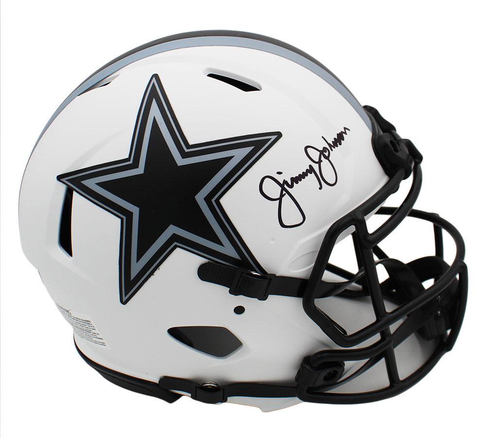 Jimmy Johnson Signed Dallas Cowboys Speed Authentic Lunar NFL Helmet ...